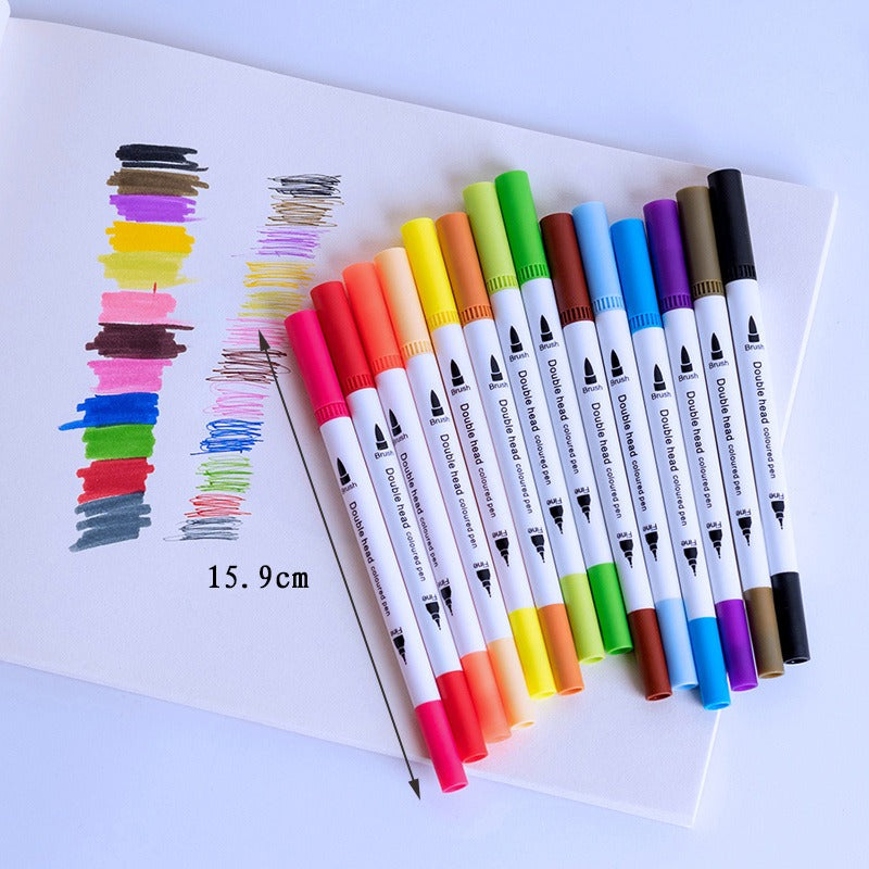 Double Tip Brush Marker set – thepaperworm