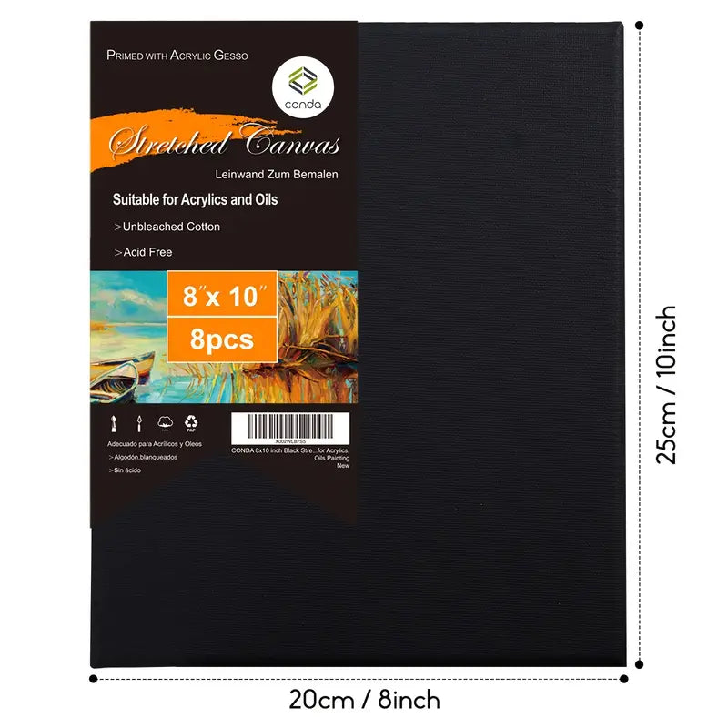 Black Painting Canvass with Wooden Frame