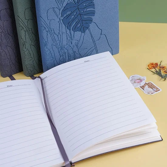 Engraved Leaves Textured Notebook Diary