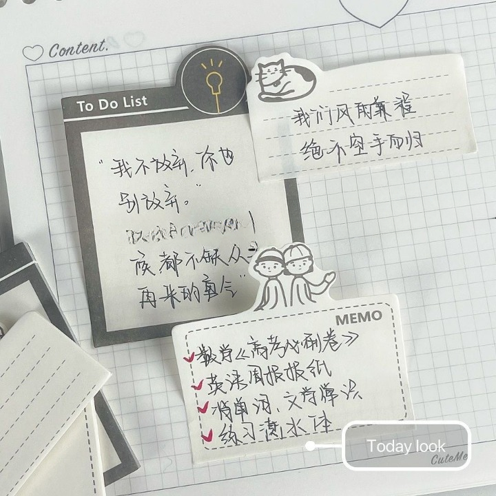 Creative Girly Inspired 3 in 1 Sticky Notes - Set of 4